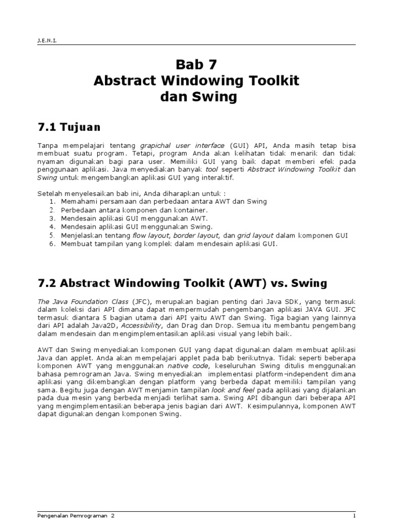 AWT vs Swing: Panduan GUI Java | PDF