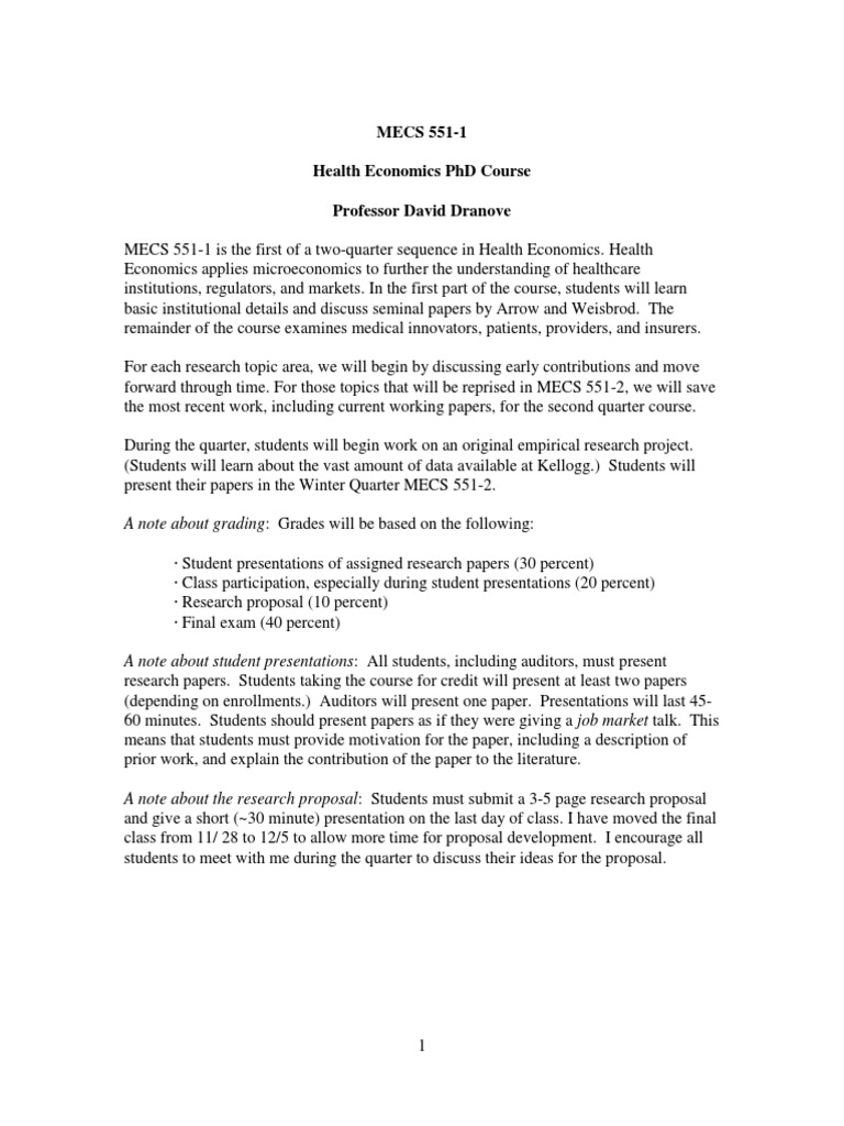 Health Economics PhD Course Overview | PDF | Health Economics | Health Care