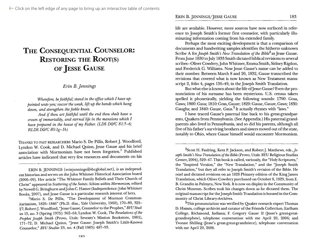 Joseph Smith's Forgotten Counselor - The Story of Jesse Gause | PDF ...