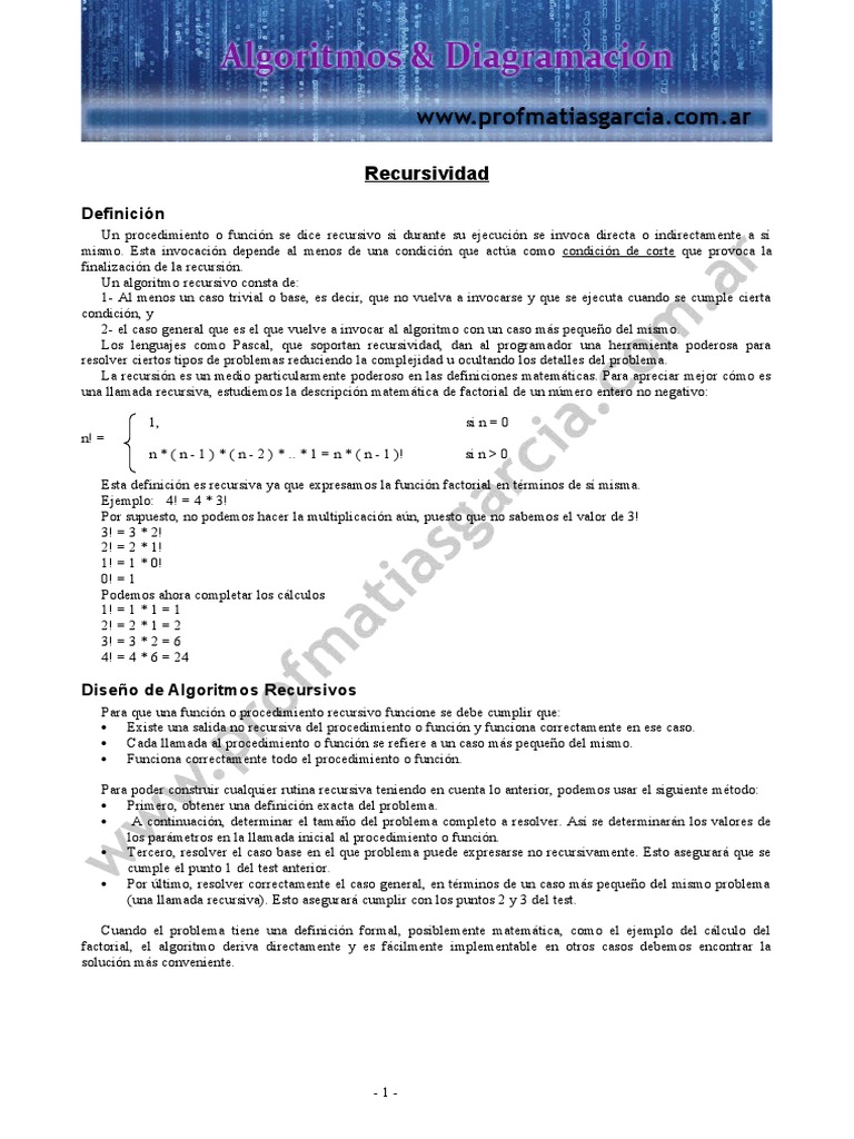 Algoritmos Con Recursividad | PDF | Recursividad | Programación de ...