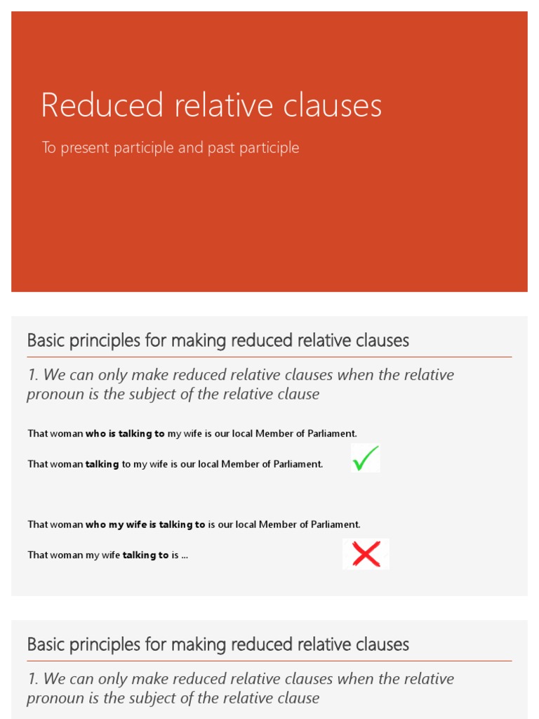 Reduced Relative Clauses | PDF | Grammatical Tense | Onomastics