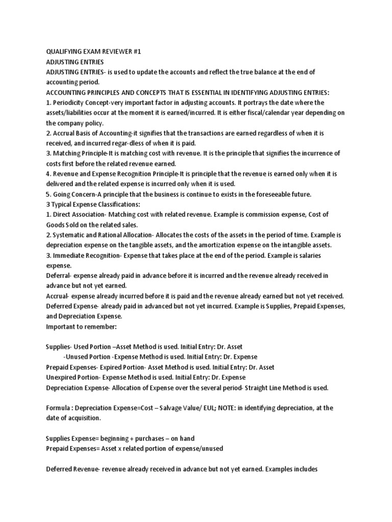Qualifying Exam Reviewer | PDF | Deferral | Expense