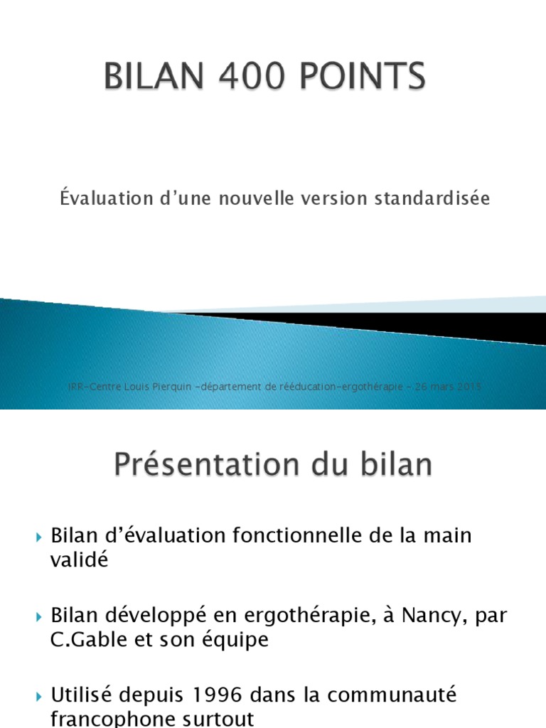 Bilan 400 Points | PDF