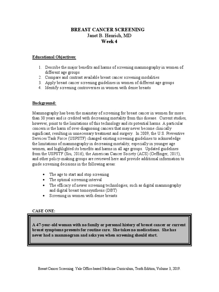 Breast Cancer Screening Res | PDF | Mammography | Screening (Medicine)