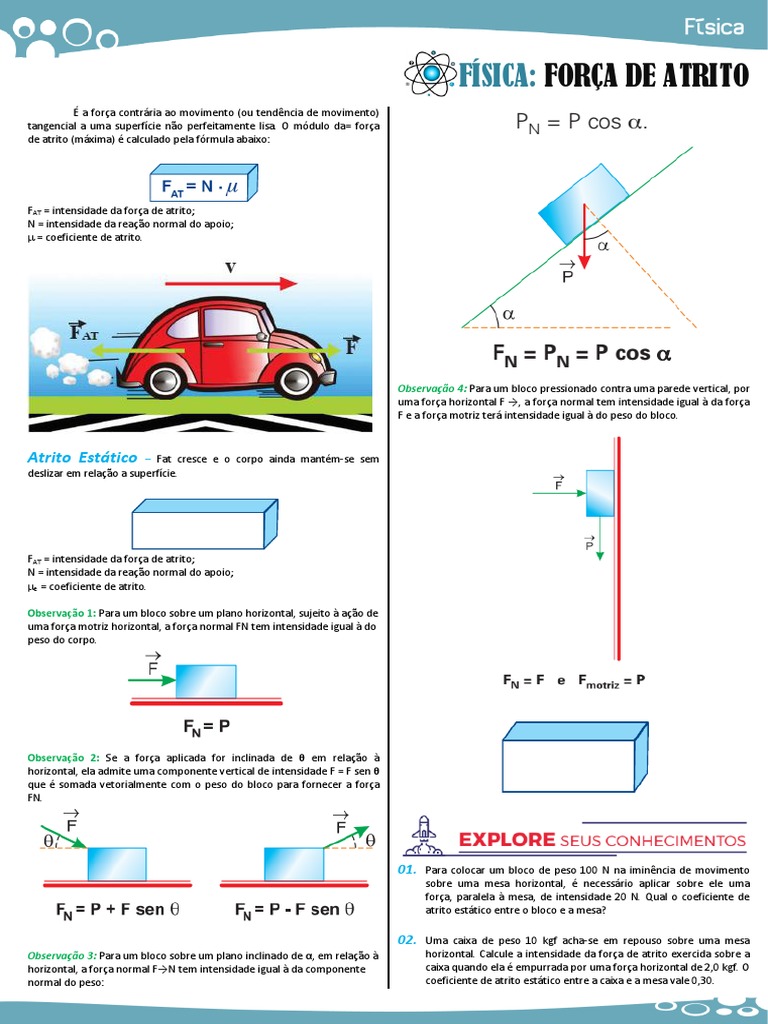 FORÇA DE ATRITO | PDF | Atrito | Força