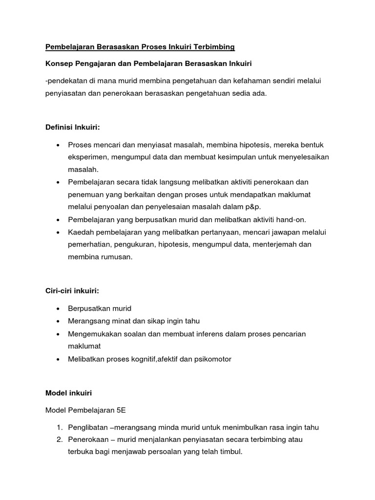Pembelajaran Berasaskan Proses Inkuiri Terbimbing | PDF | Pengembangan Diri | Sains & Matematika