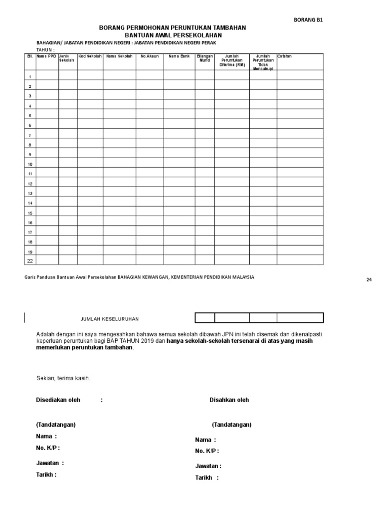 Borang Bap Excel 2019 | PDF