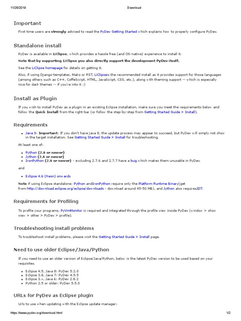 PyDev For Eclipse Setup PDF | PDF | Eclipse (Software) | Java (Programming Language)