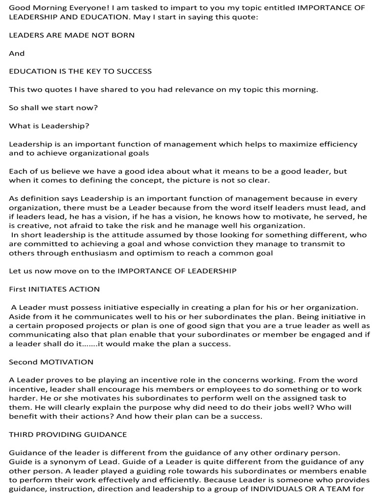 Script Speakership | PDF | Goal | Leadership
