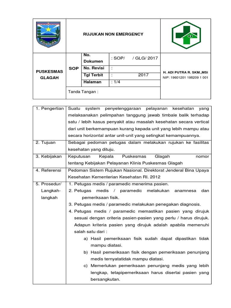 SOP RUJUKAN NON EMERGENCY Edit | PDF