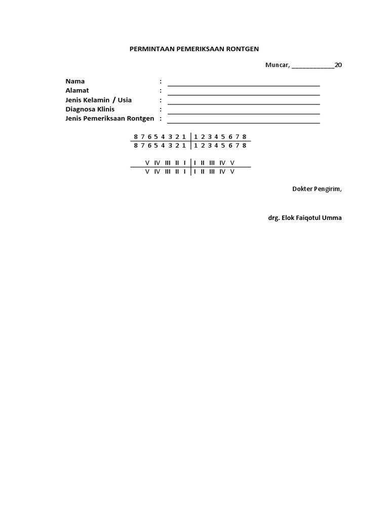 Surat Permintaan Rontgen dan Rujukan | PDF