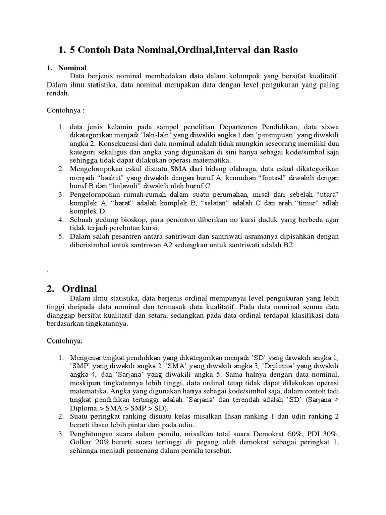 5 Contoh Data Nominal Data Nominal | PDF