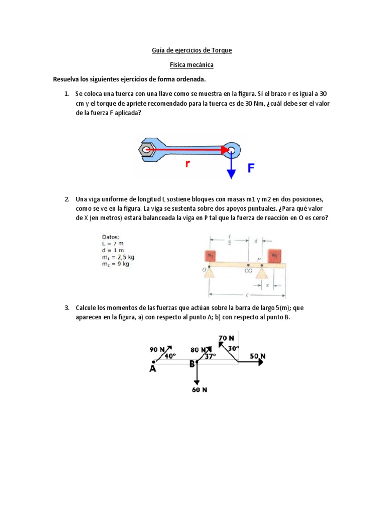 Guía de Ejercicios de Torque | PDF