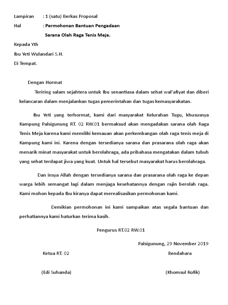 Proposal Tenis Meja | PDF
