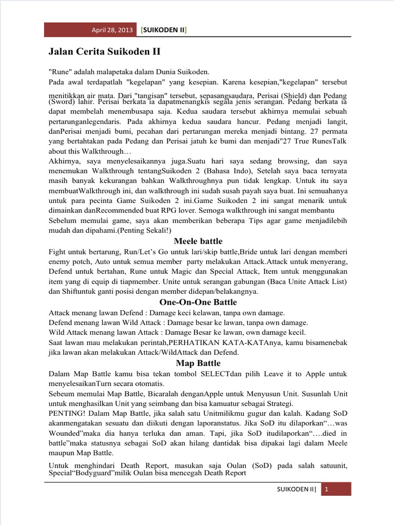 Walkthrough Suikoden II PSX | PDF
