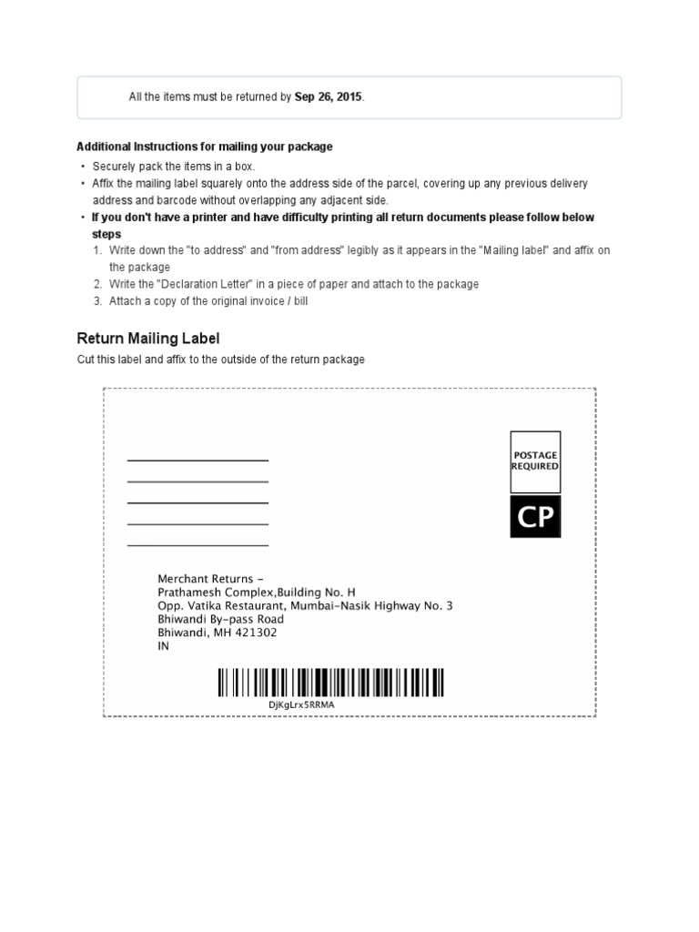 Amazon Return Instructions and Labels | PDF