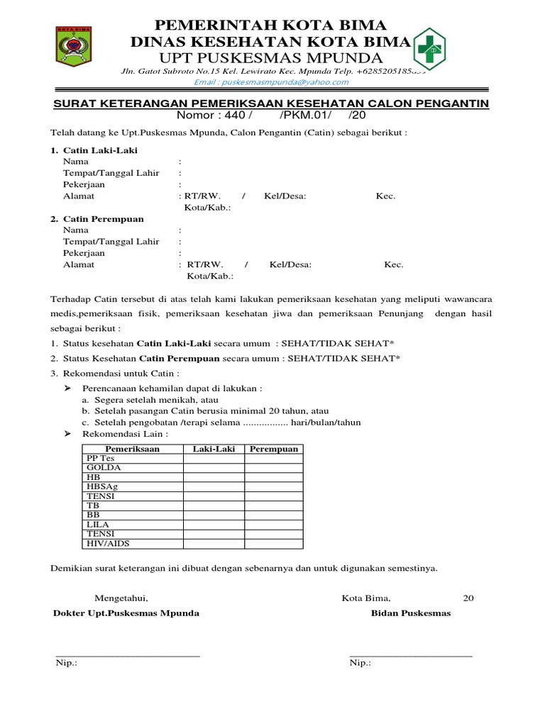 Surat Keterangan Catin | PDF