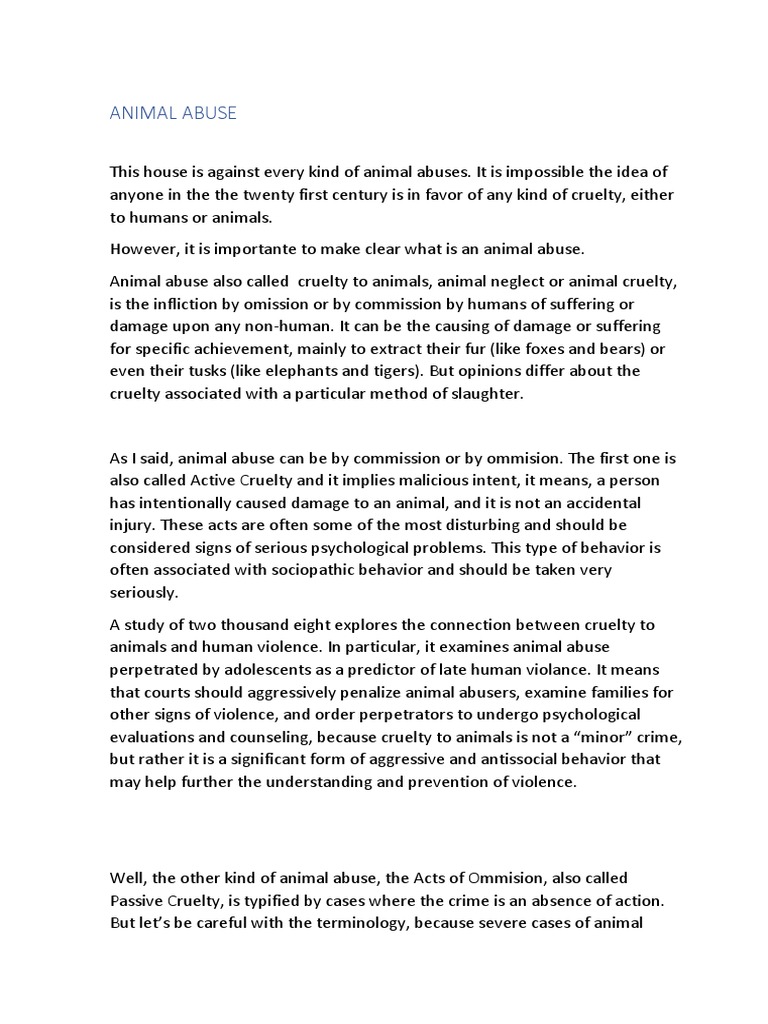 Animal Abuse | PDF | Cruelty To Animals | Violence
