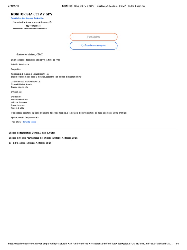 Oferta de Empleo: Monitorista CCTV/GPS | PDF | Crecimiento personal y ...