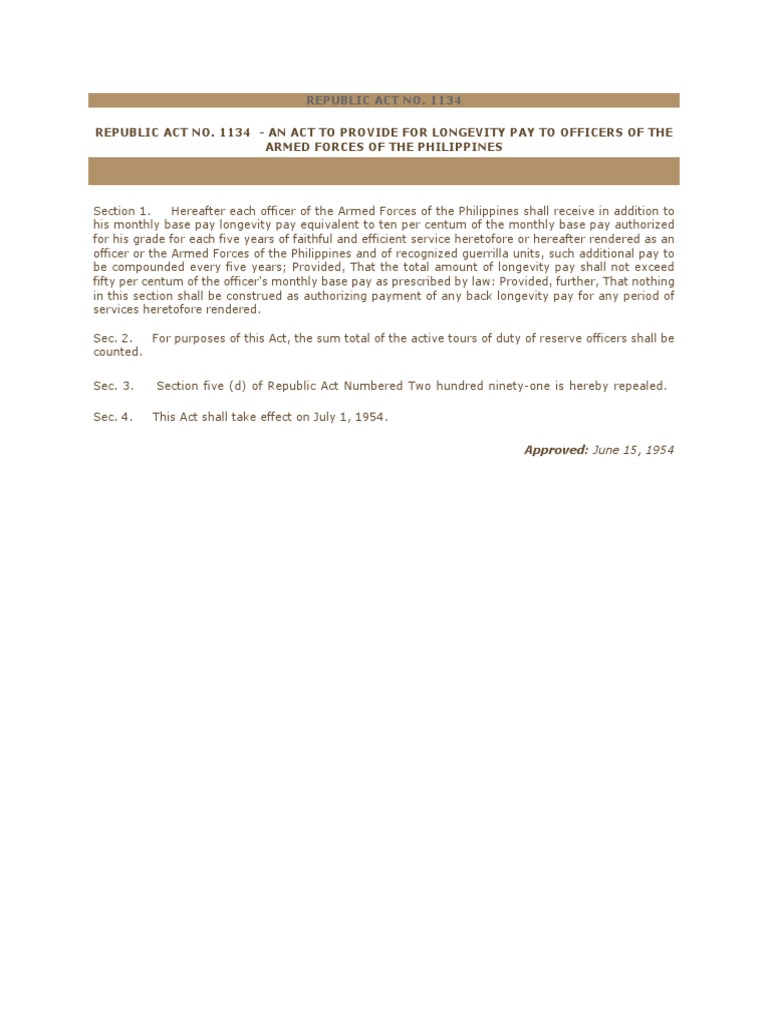 AFP Longevity Pay Act Overview | PDF