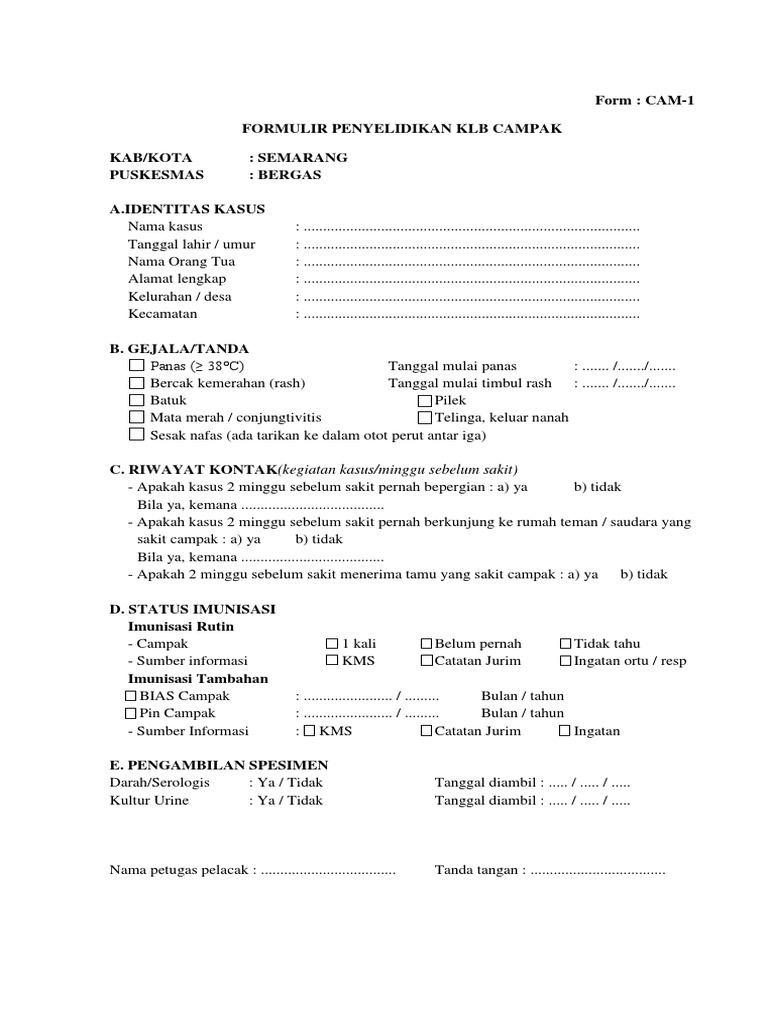 Form PE Campak | PDF