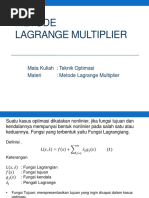 Metode Pengali Lagrange dalam Optimasi | PDF
