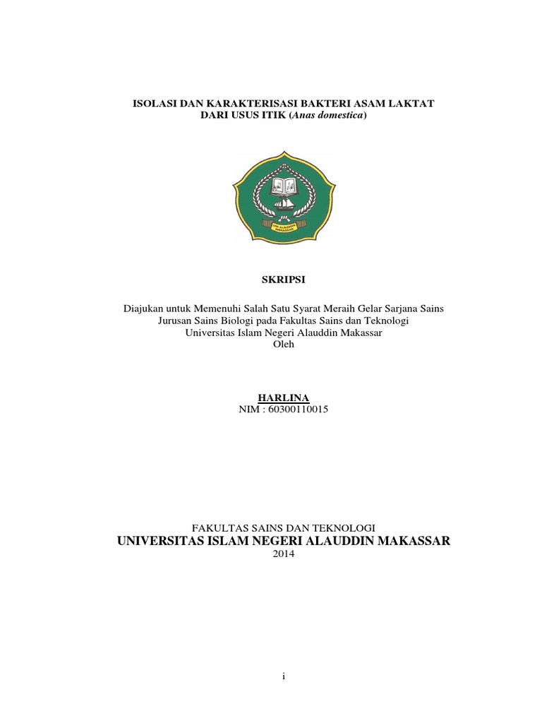 Isolasi Dan Karakteristik Bakteri Asam Laktat Dari Usus Itik (Anas Domestic) PDF | PDF | Ilmu ...