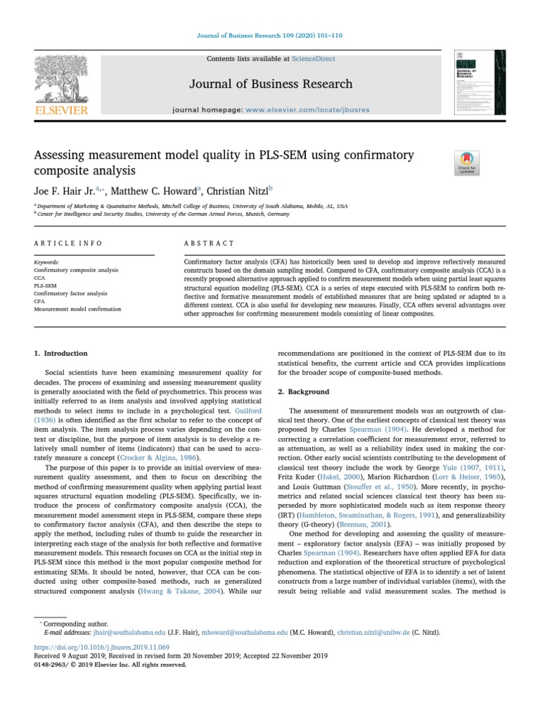 Assessing Measurement Model Quality in PLS-SEM Using Confirmatory ...