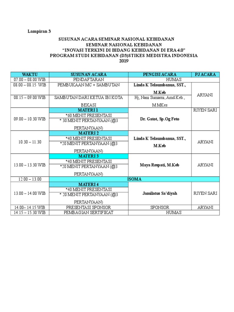 Susunan Acara Seminar DRAFT | PDF