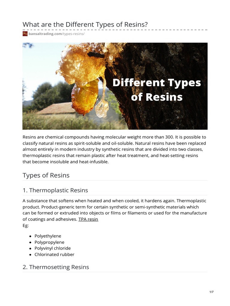 What Are The Different Types of Resins | PDF | Thermoplastic ...