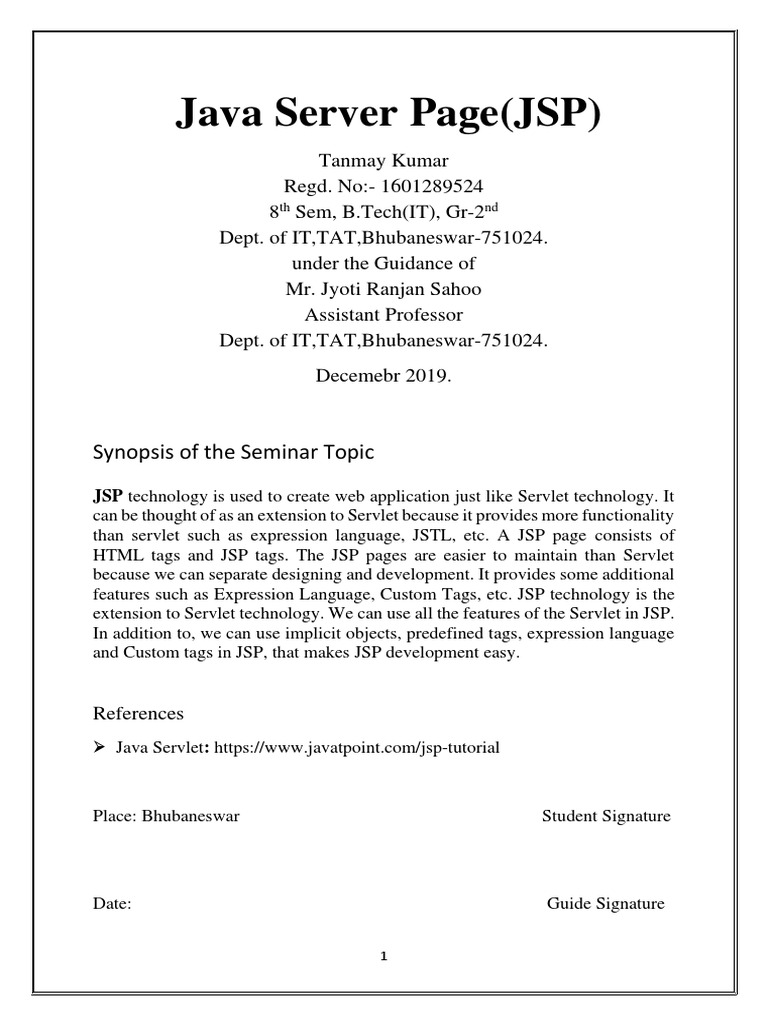 JSP (Seminar Abstract Page) PDF | PDF