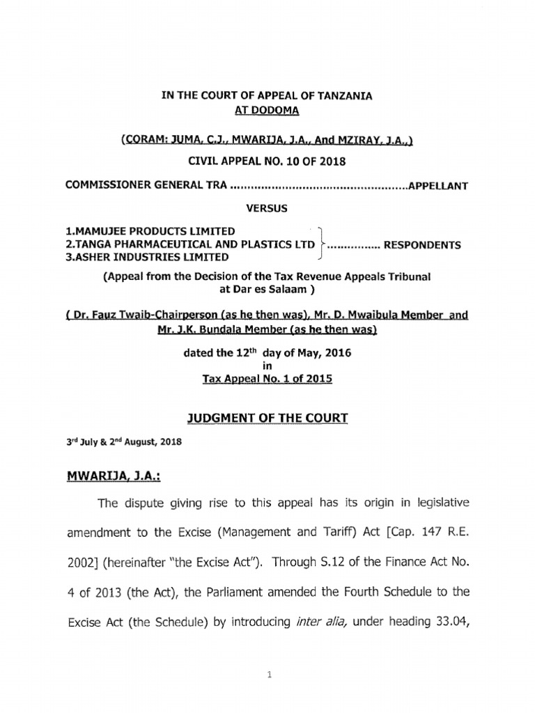 Commissioner General Tra VS Mamujee & 2 Others Civil Appea No.10 of ...
