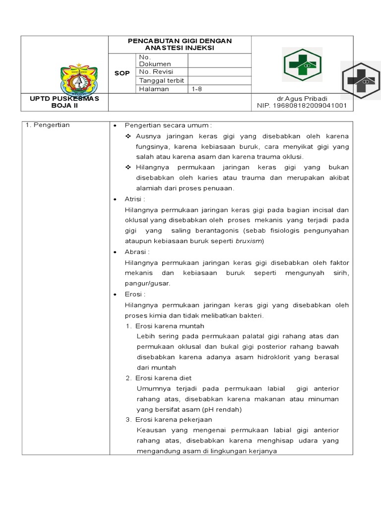 Sop BP Gigi Atrisi, Abrasi, Erosi | PDF