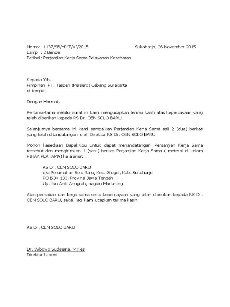 Surat Pengantar PKS | PDF