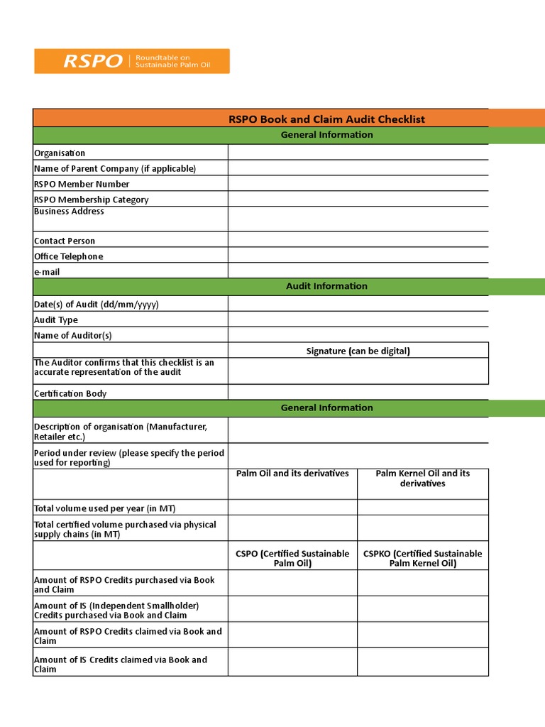 Book and Claim Audit Checklist-English | PDF | Palm Oil | Supply Chain