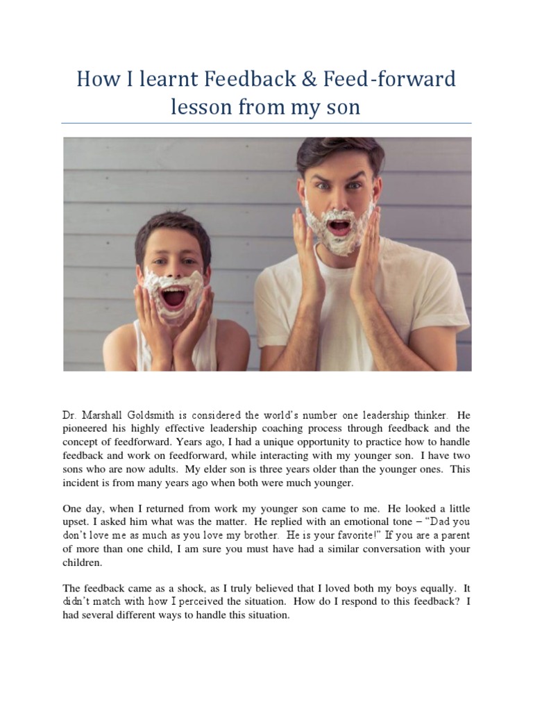 How I Learnt Feedback & Feed-Forward Lesson From My Son | PDF ...