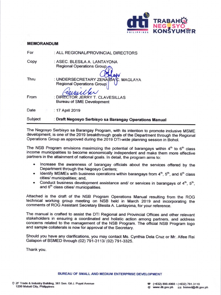 Barangay Operations Manual for MSMEs | PDF | Economic Development ...
