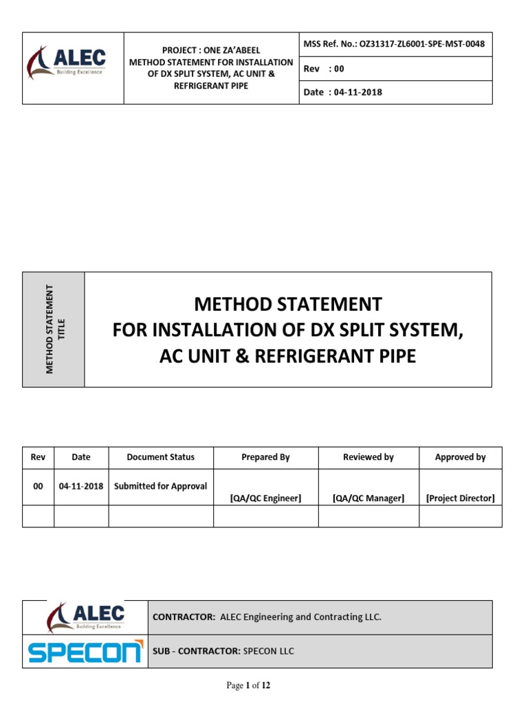 1.MST 48 - DX Split System, AC Unit and Refrigerant Pipe Rev.00 | PDF ...