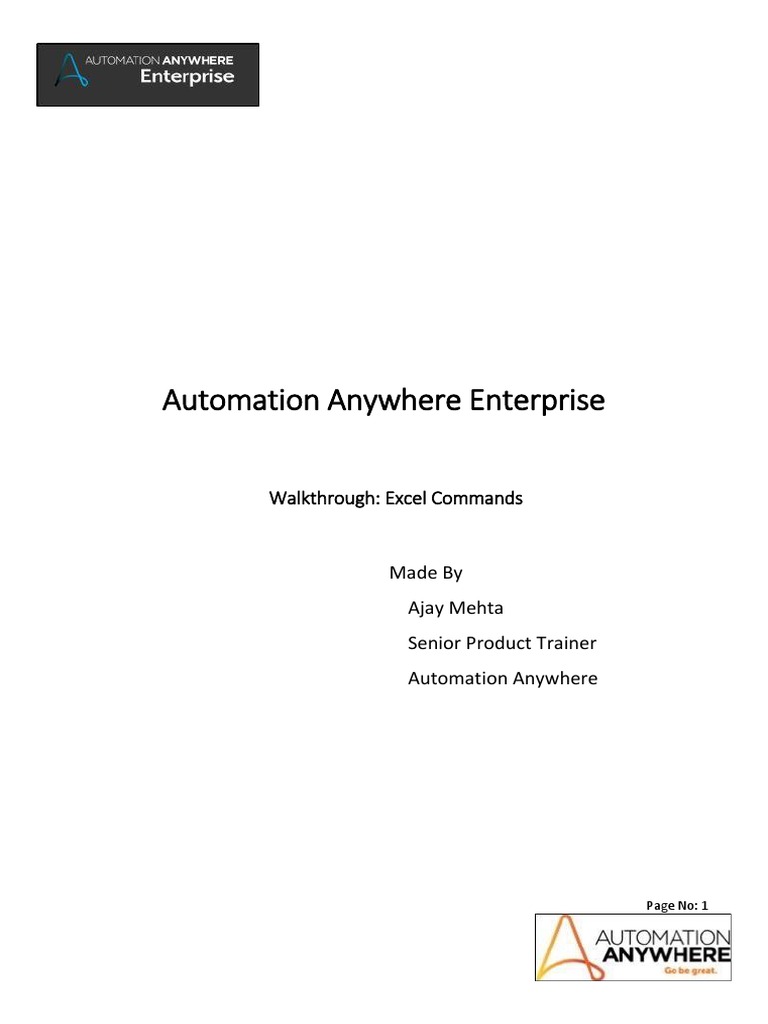 Automation Anywhere Enterprise (Excel Commands) | Download Free PDF | Spreadsheet | Comma ...