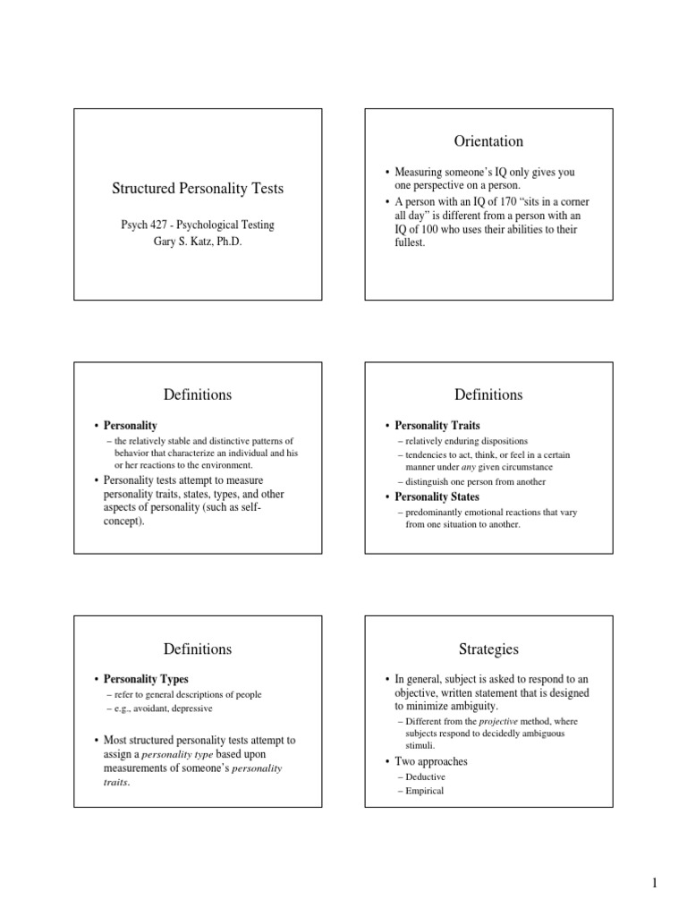 Structured Personality Tests - BW PDF | PDF | Personality Type ...