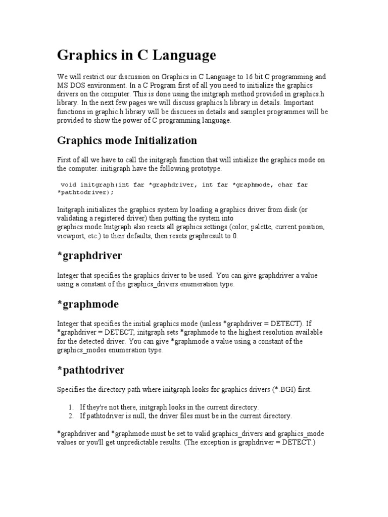 Graphics in C Language | PDF | C (Programming Language) | Circle