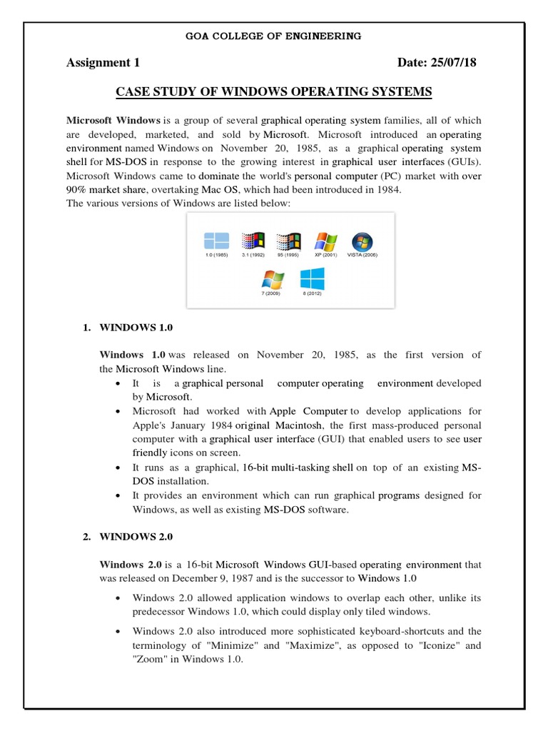 Case Study On Windows OS | PDF | Windows Nt | Microsoft Windows