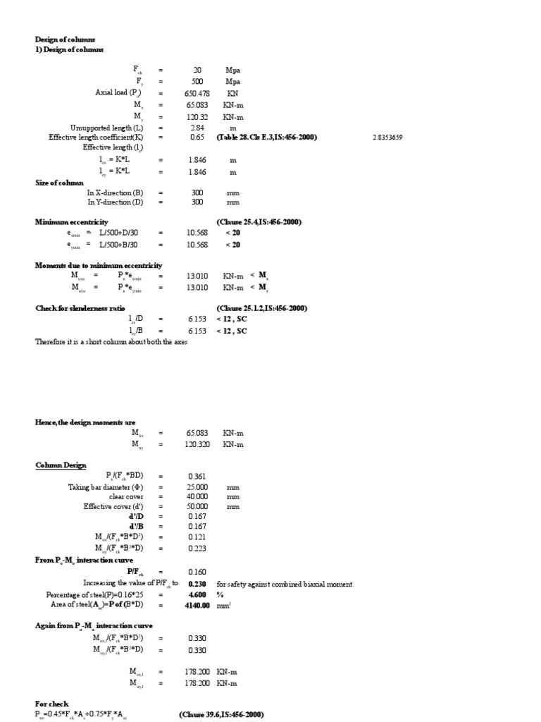 Column Design | PDF | Beam (Structure) | Concrete