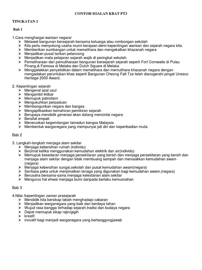 26 CONTOH SOALAN KBAT Sej Pt3 | PDF