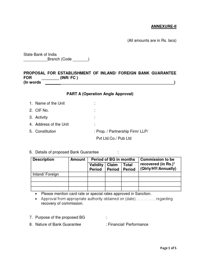 SBI Bank Guarantee Proposal Form | PDF | Social Institutions | Social ...