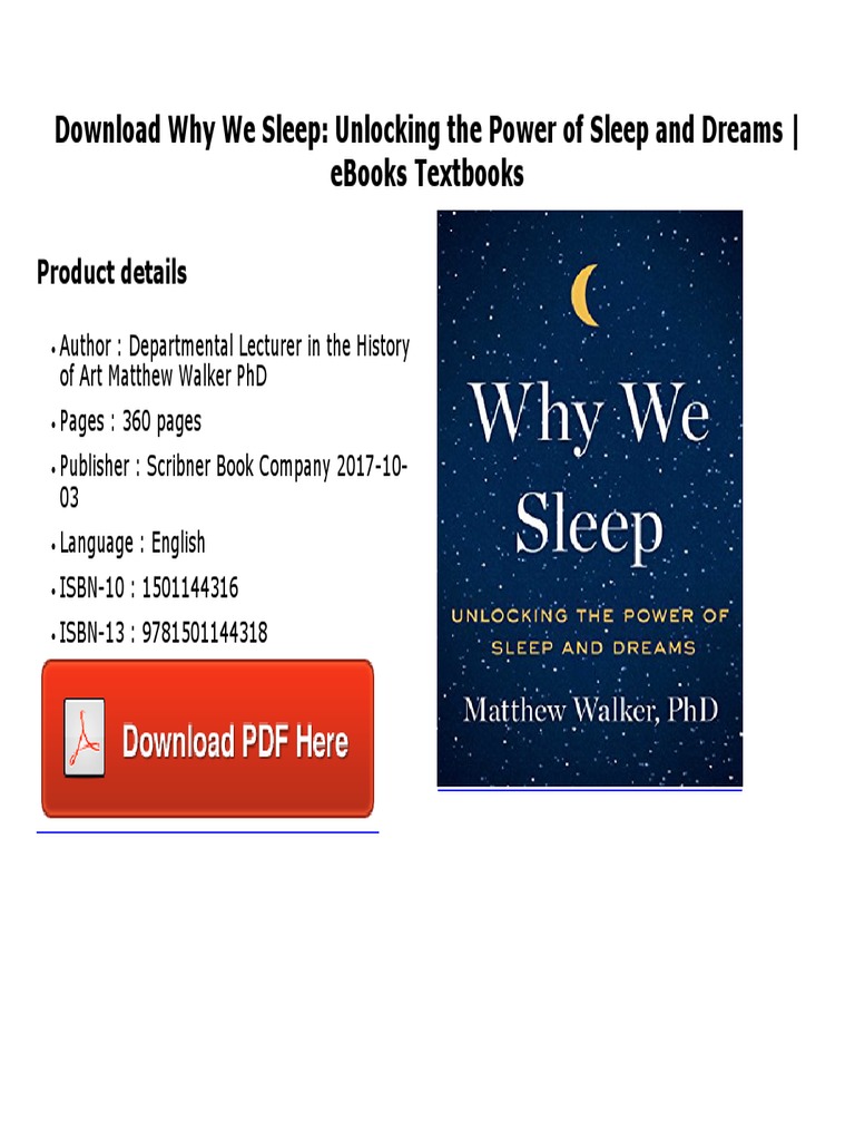 Why We Sleep Unlocking The Power of Sleep and PDF | PDF | New Media | E ...