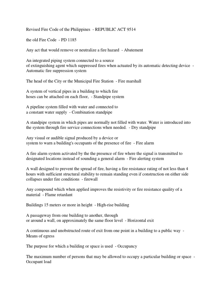 RA 9514 Summarized | PDF | Stairs | Fire Safety