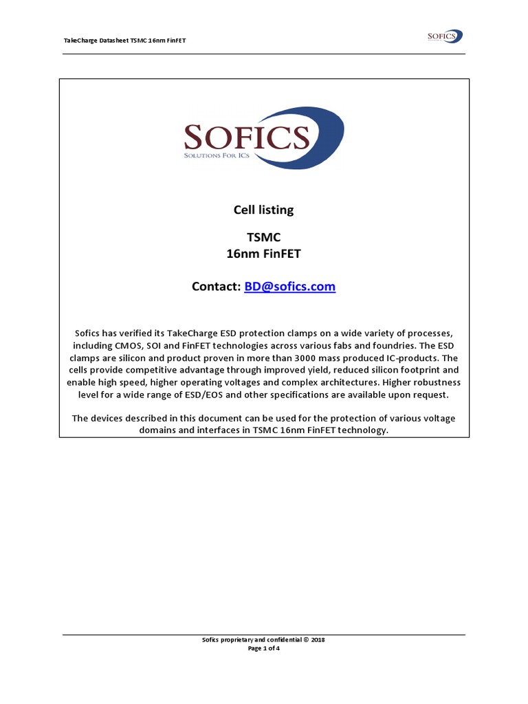 TakeCharge Datasheet TSMC 16nm | PDF | Integrated Circuit | Electrostatic Discharge