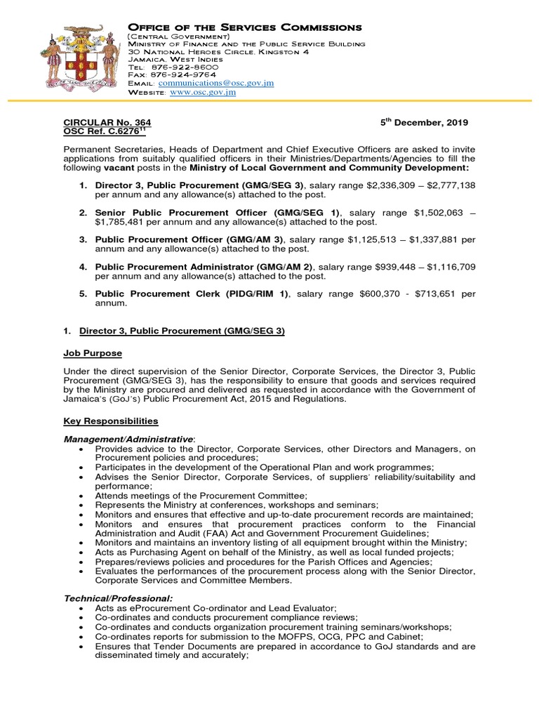 Director 3, Public Procurement (SEG 3) Et Al - Ministry of Local ...