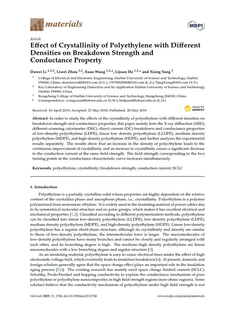 Effect of Crystallinity of Polyethylene With Diffe PDF | PDF ...